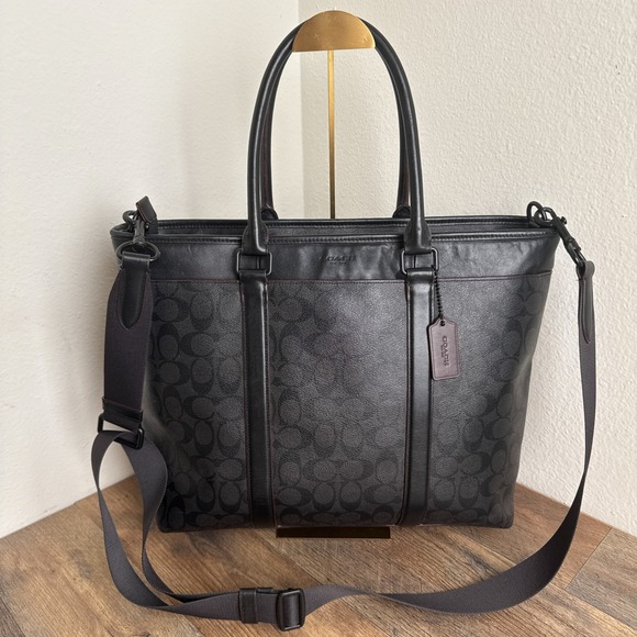 Coach | Bags | Coach Perry Business Tote In Signature Canvas Leather ...